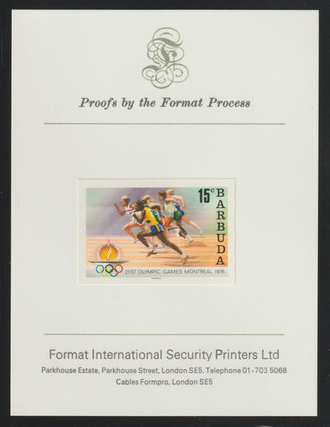 Barbuda 1976 Montreal Olympic Games imperf proof of UNISSUED 15c (Runn ...