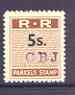 Northern Rhodesia 1951-68 Railway Parcel stamp 5s (small numeral) hand ...
