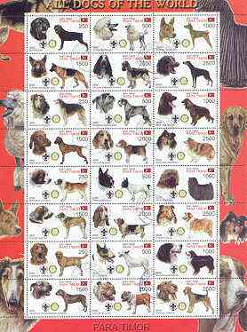 Timor (East) 2000 Dogs #03 perf sheetlet containing 24 values each wit ...