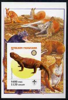 Madagascar 2005 Dinosaurs #10 - Hyperodapedon imperf m/sheet with Scou ...